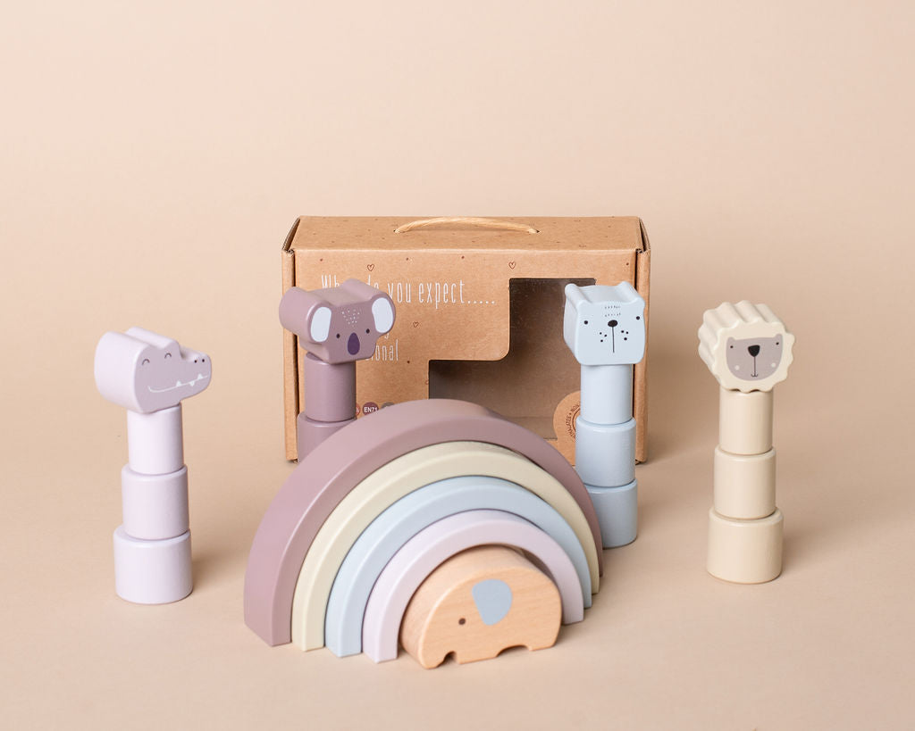 Wild Animal Wooden Stackers for Kids | Toddler Toys – Wicker Wonders UAE